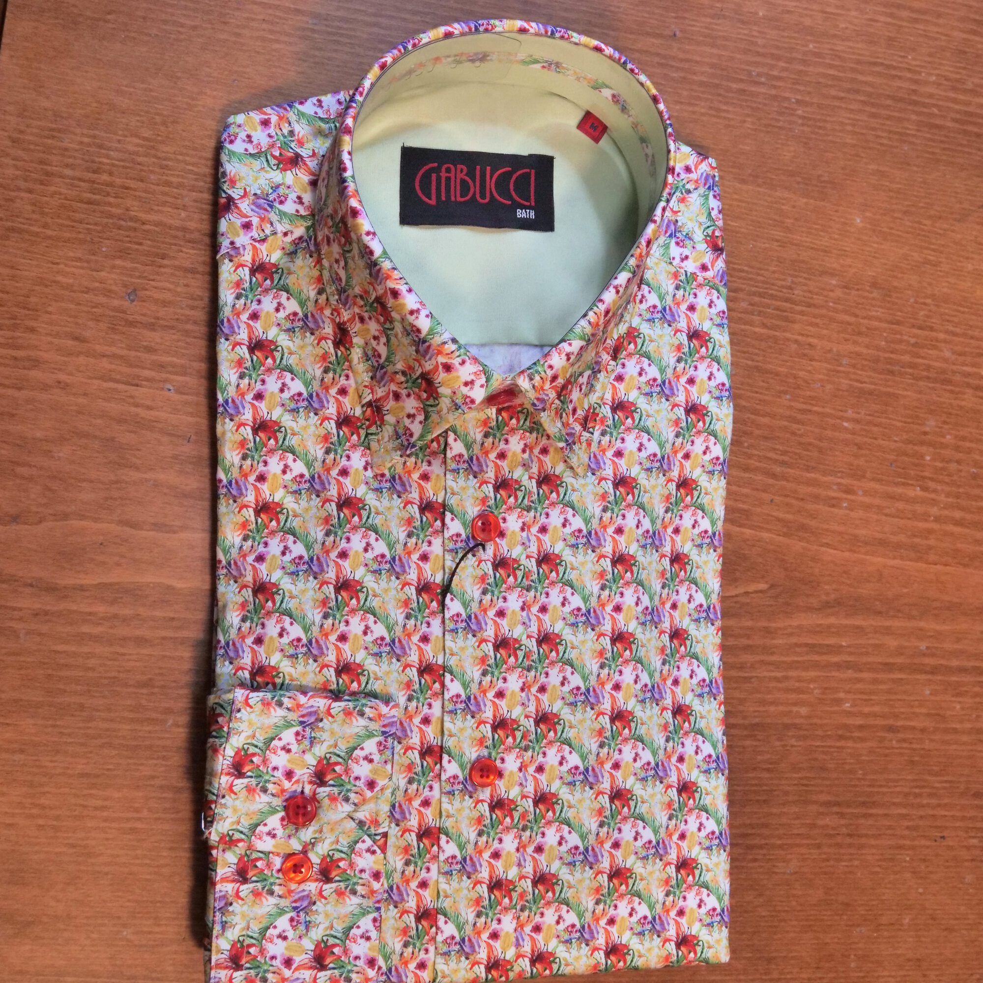 Gabucci white shirt with spring foliage and red flowers - Gabucci ...